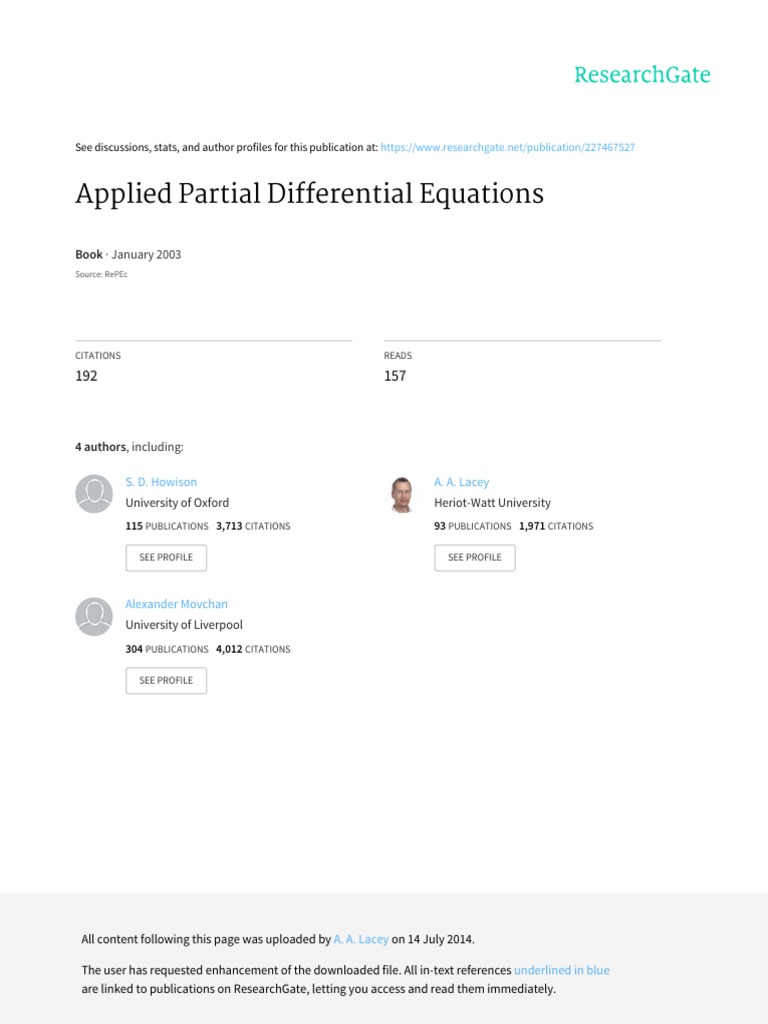 Applied Partial Differential Equations: January 2003 | PDF | Green's ...