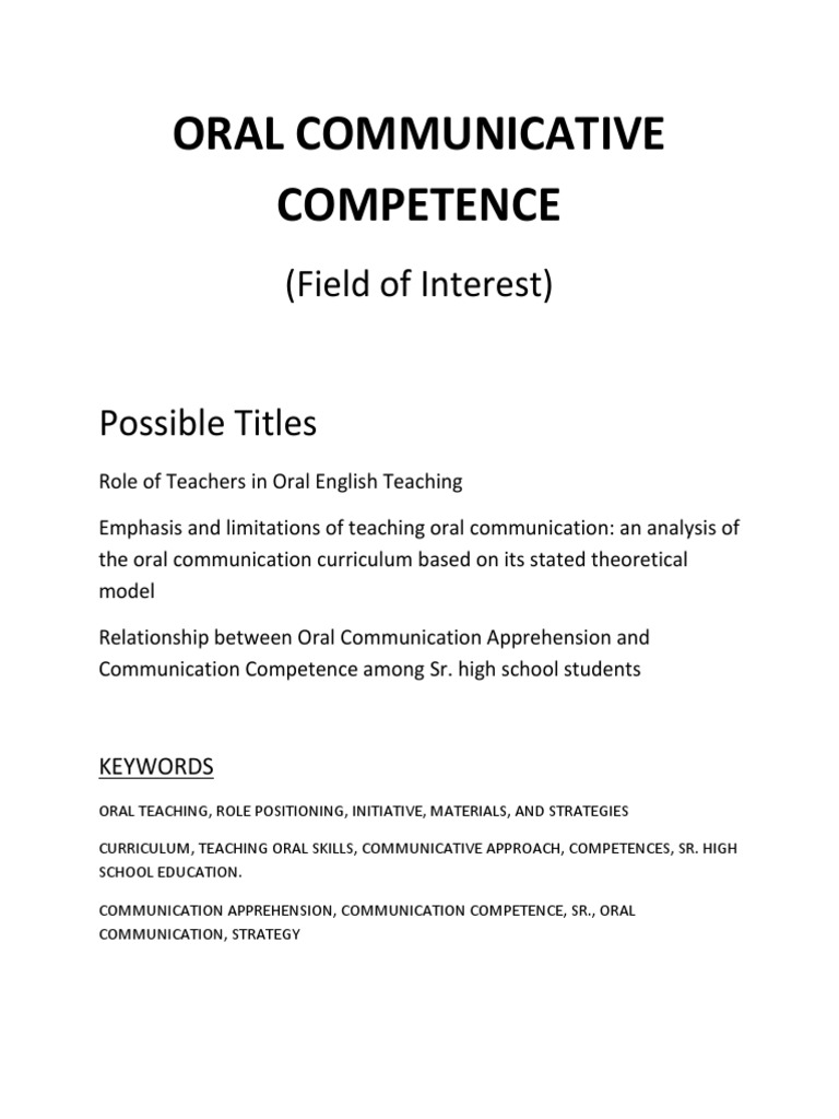 Oral Communicative Competence | PDF | Communication | Action (Philosophy)