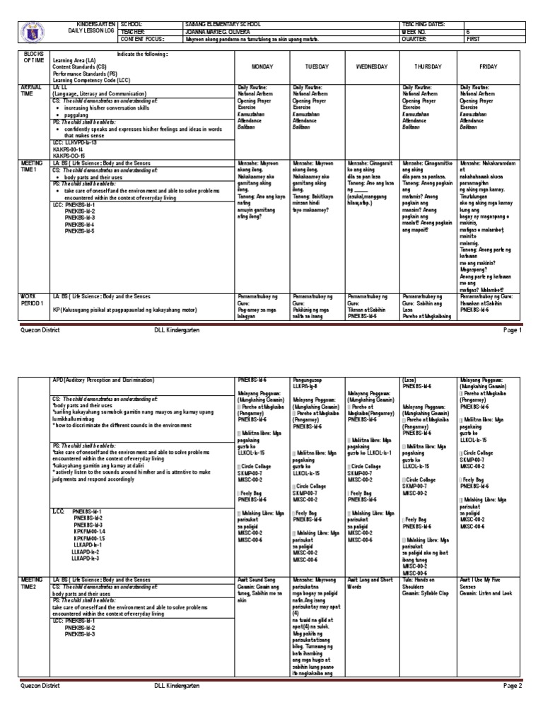 Kinder-Dll Week 6 | PDF