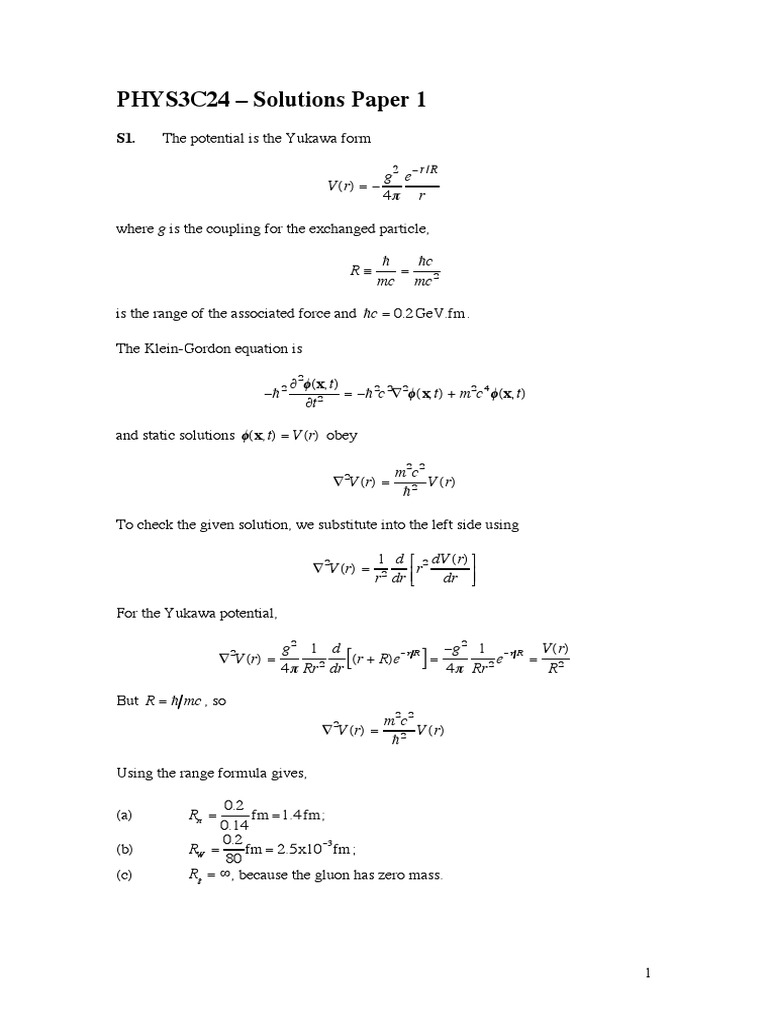 Solutions 1 X | PDF | Electronvolt | Force