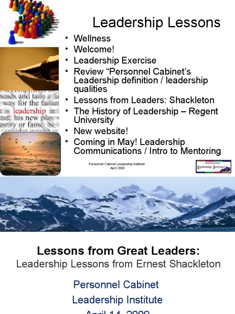 Lessons From Great Leaders Presentation | PDF | Ernest Shackleton ...