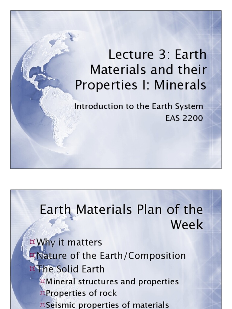 Lecture 3: Earth Materials and Their Properties I: Minerals ...