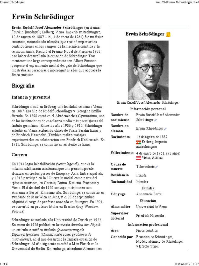 Erwin Schrödinger Pdf Mecánica Science
