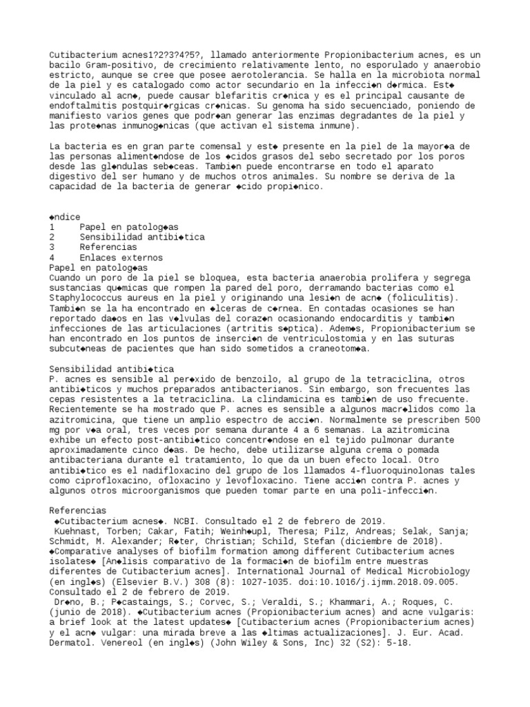 Cutibacterium acnes: Bacteria del acné | PDF | Procariota | Medicina