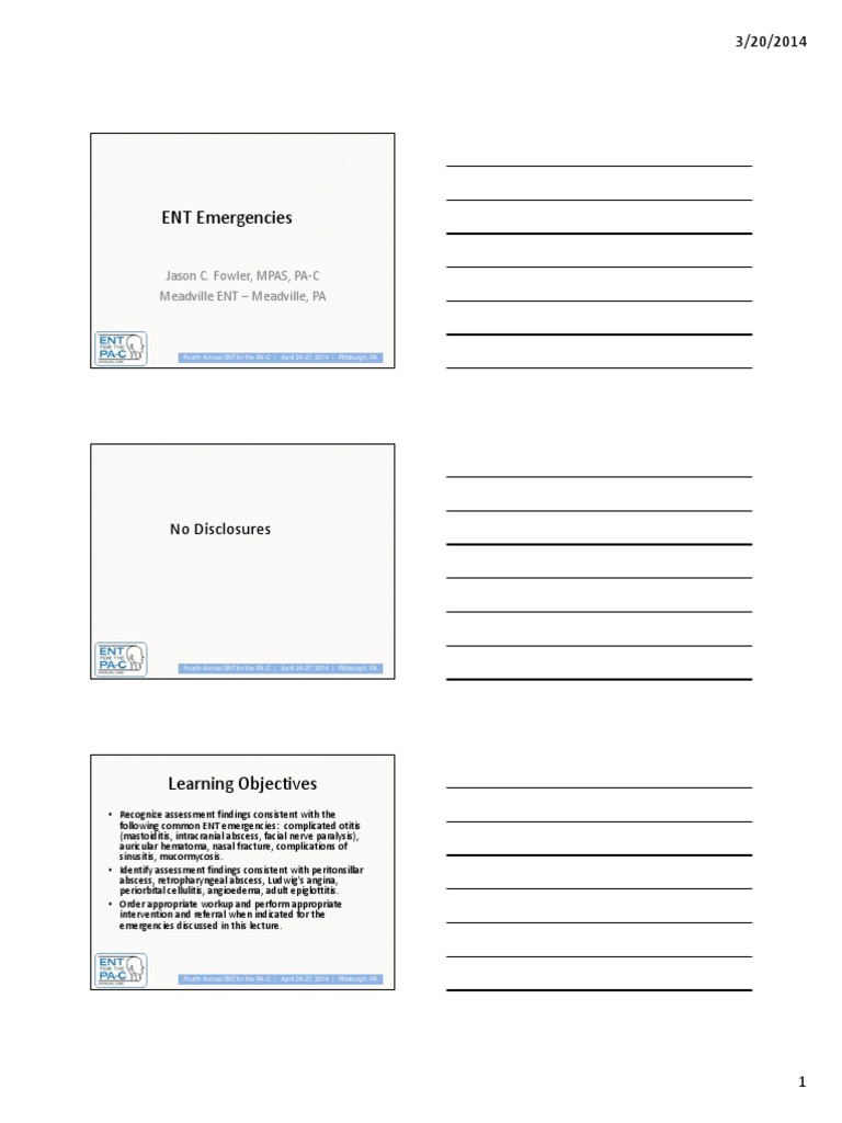 20 - Common ENT Emergencies | PDF | Otorhinolaryngology | Medical ...