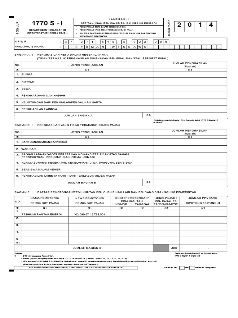 Blanko Form Lampiran SPT 1770 S | PDF