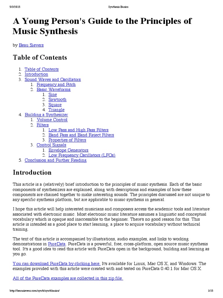 Young Persons Guide | Download Free PDF | Synthesizer | Pitch (Music)