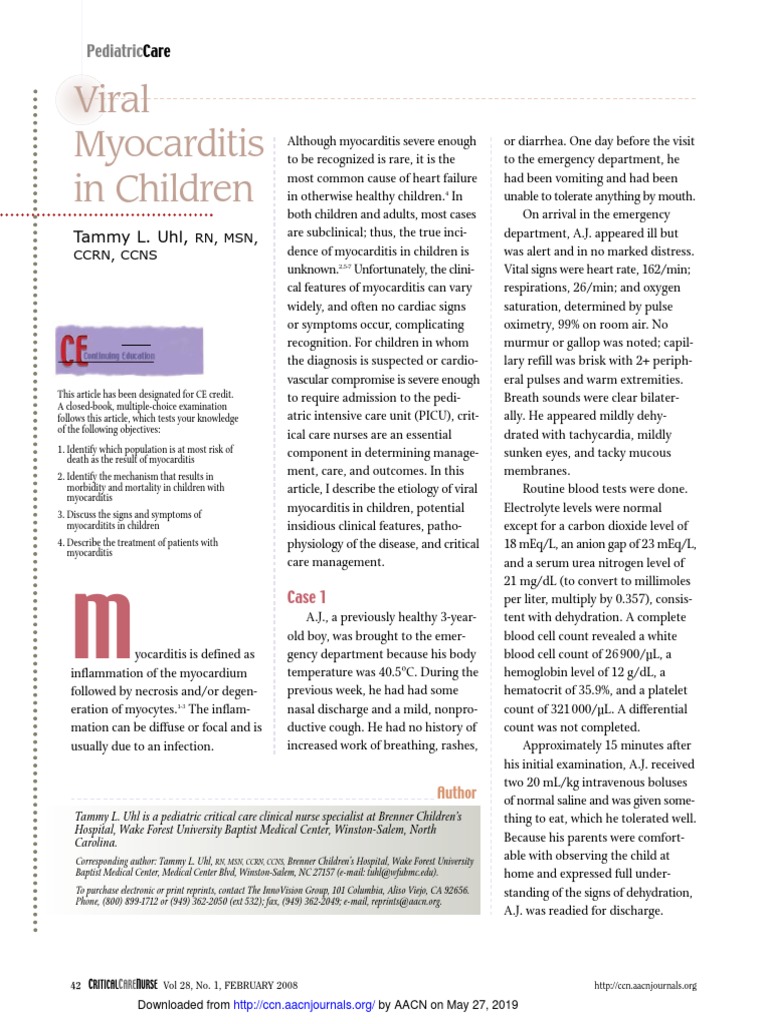 Viral Myocarditis in Children: Pediatric | PDF | Heart | Natural Killer ...