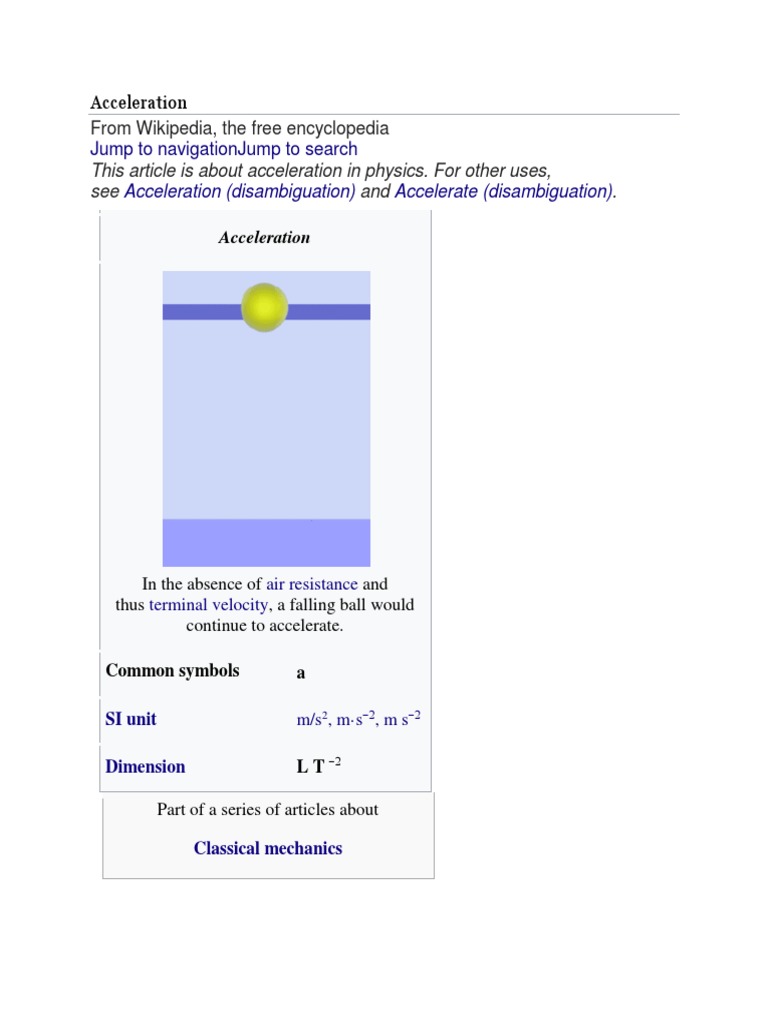 Acceleration (Disambiguation) Accelerate (Disambiguation) : Jump To ...