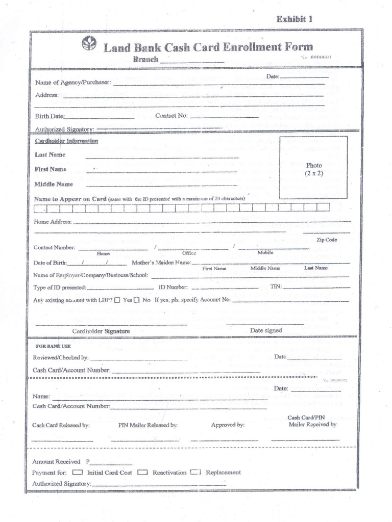 Landbank Cash Card Application Form - 1 PDF | PDF Landbank Cash Card Application Form - 1 PDF | PDF