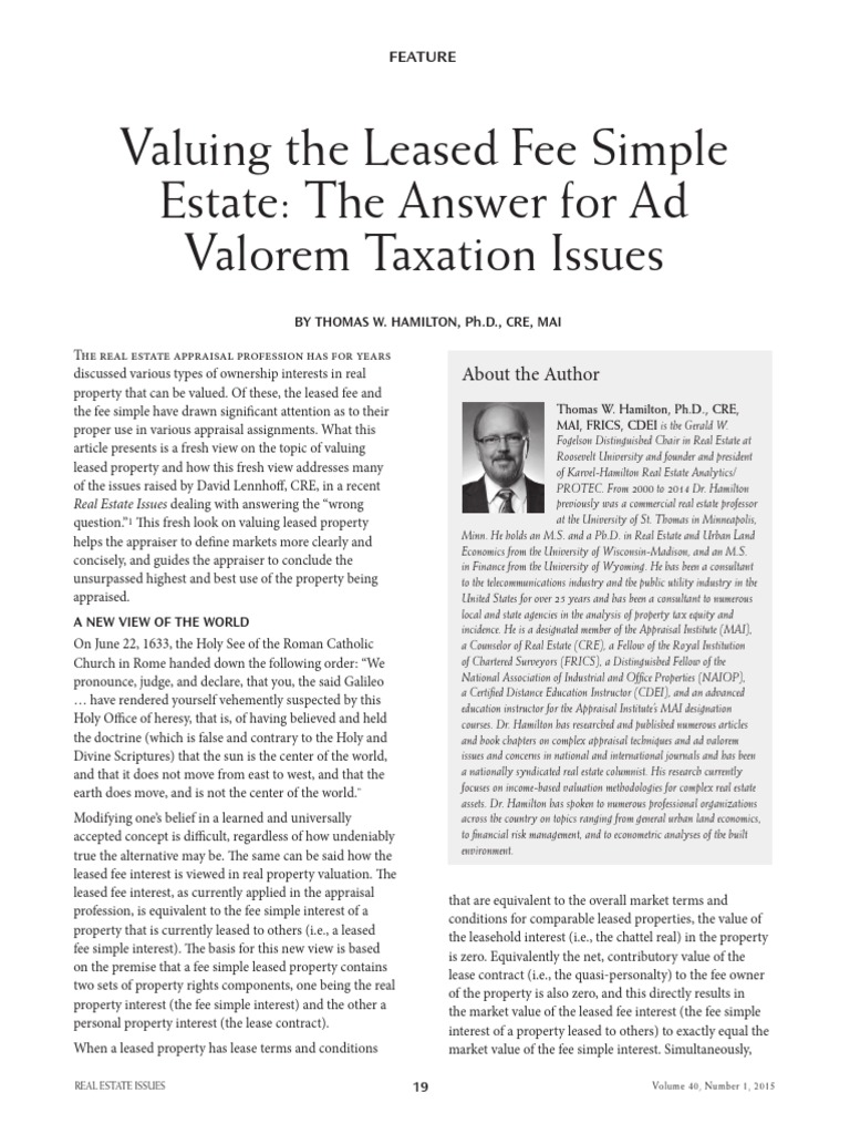 Leased Fee Simple Estate | PDF | Fee Simple | Real Estate Appraisal