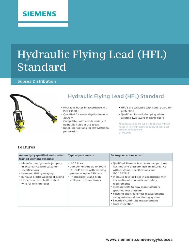Hydraulic Flying Lead Standard HFL | PDF | Pipe (Fluid Conveyance ...