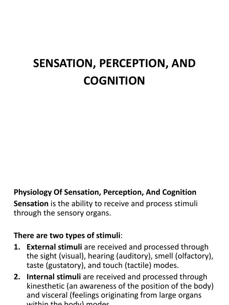 Sensation, Perception, and Cognition | PDF | Perception | Brain