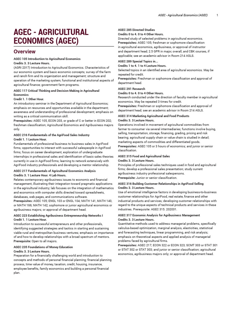 Agec | PDF | Agricultural Economics | Economics