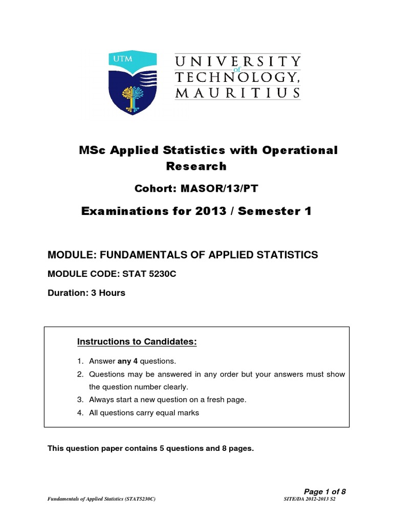 Fundamentals of Applied Statistics | PDF | Regression Analysis ...