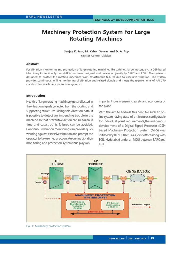 Machinery Protection System For Large Rotating Machines: Barc ...
