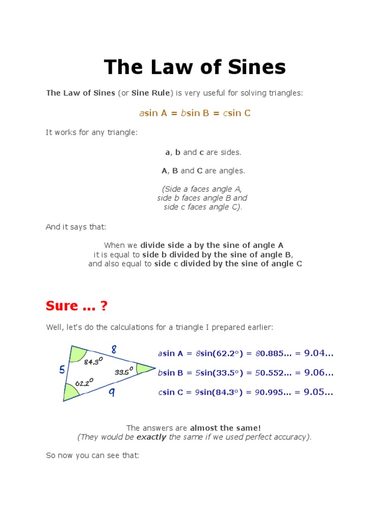 The Law of Sines | Download Free PDF | Trigonometric Functions | Sine