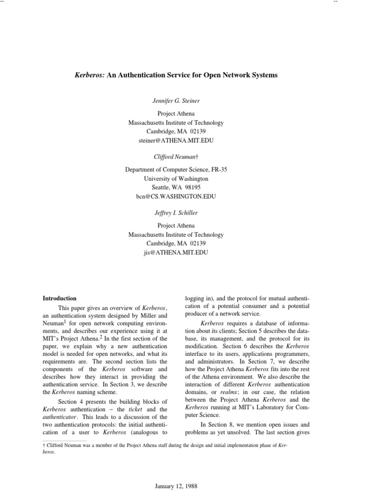 Kerberos PDF | PDF | Authentication | Password