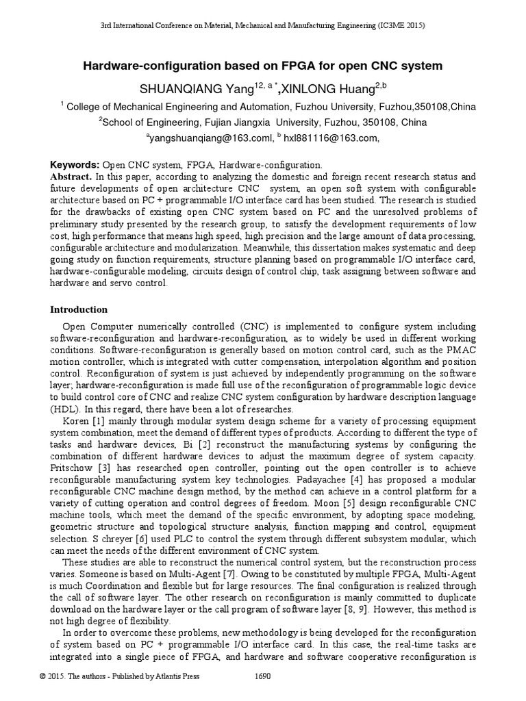 Hardware-Configuration Based On FPGA For Open CNC System, XINLONG Huang | PDF | Field ...