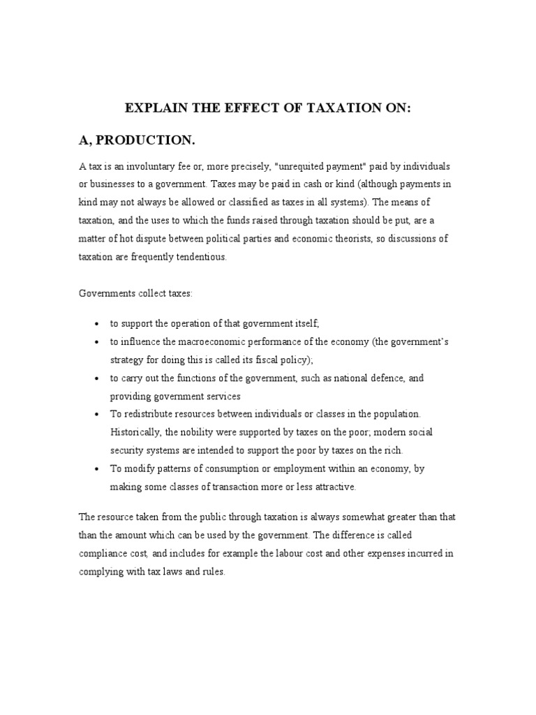 The Effects of Taxation on Production and Employment: An Analysis Using ...