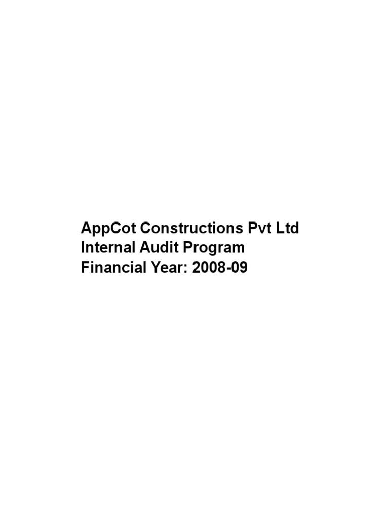 16 Construction Internal Audit Program | PDF | Cheque | Internal Control