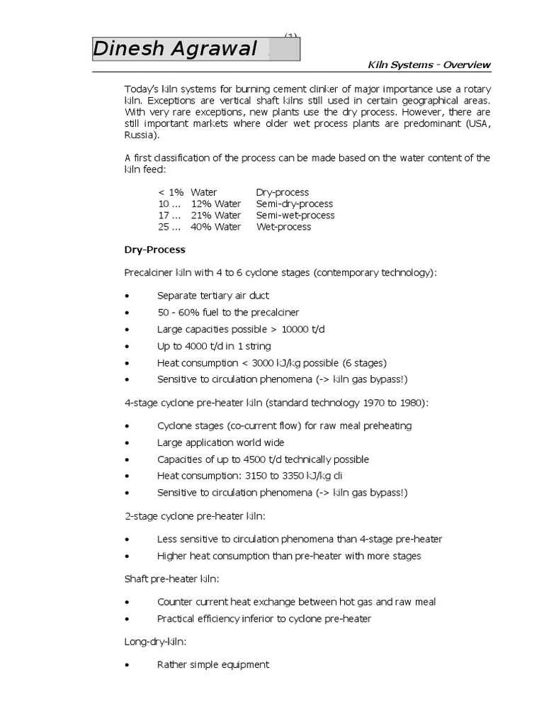 Overview of Kiln Systems for Burning Cement Clinker and Comparison of ...