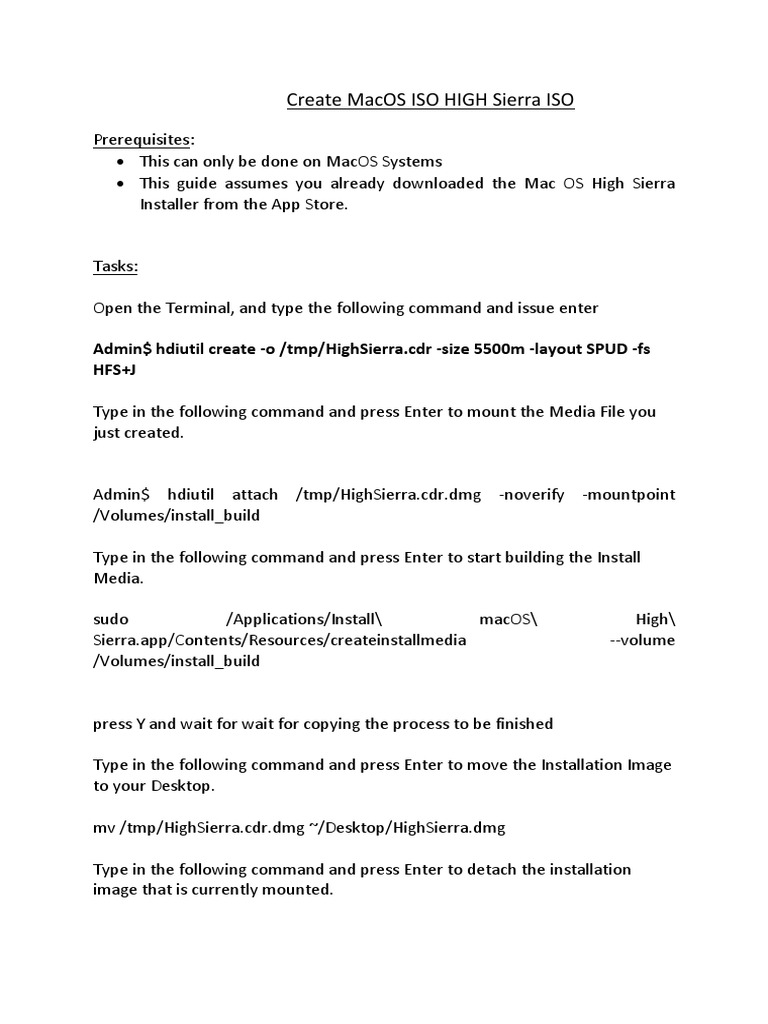 Create Macos Iso High Sierra Iso | PDF