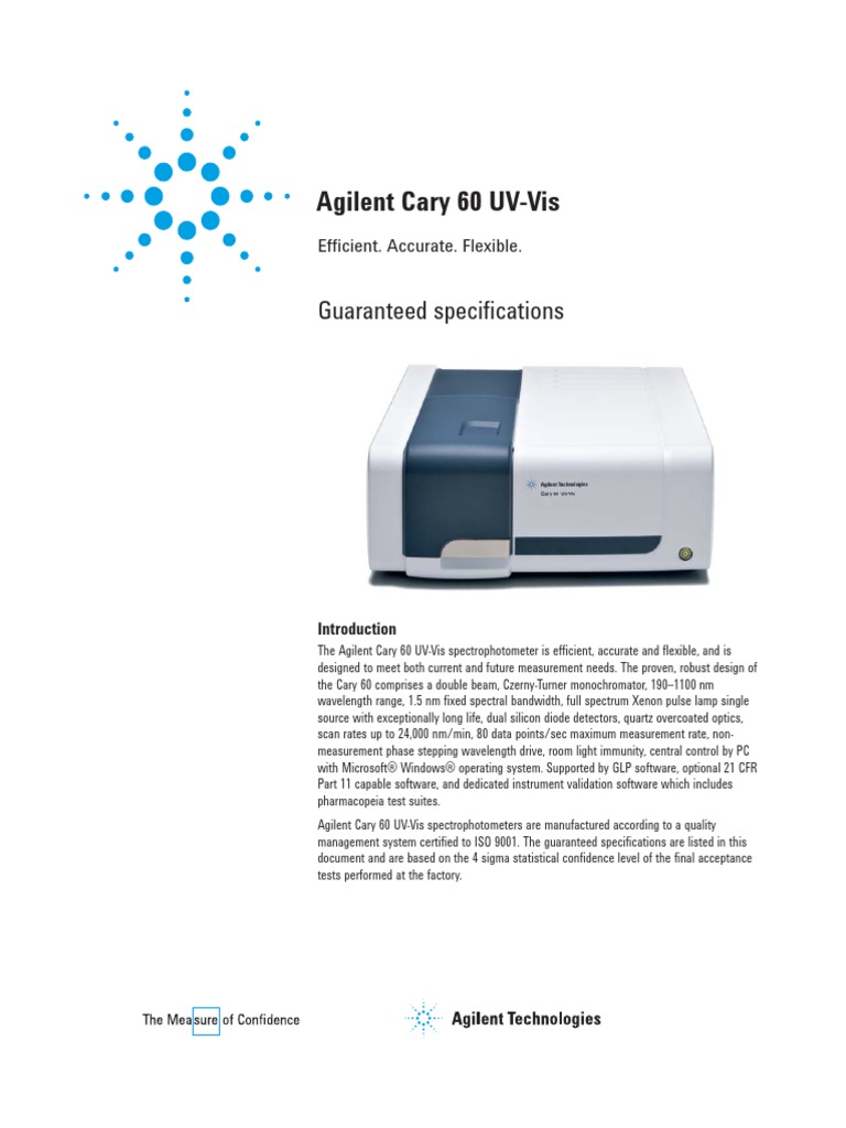 Agilent Cary 60 UV-Vis: Guaranteed Specifi Cations | PDF | Ultraviolet ...