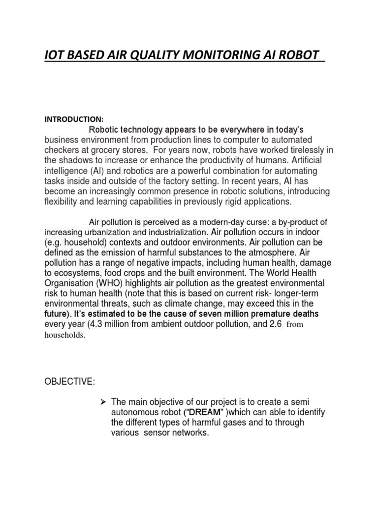 Iot Based Air Quality Monitoring Ai Robot | PDF | Air Pollution ...