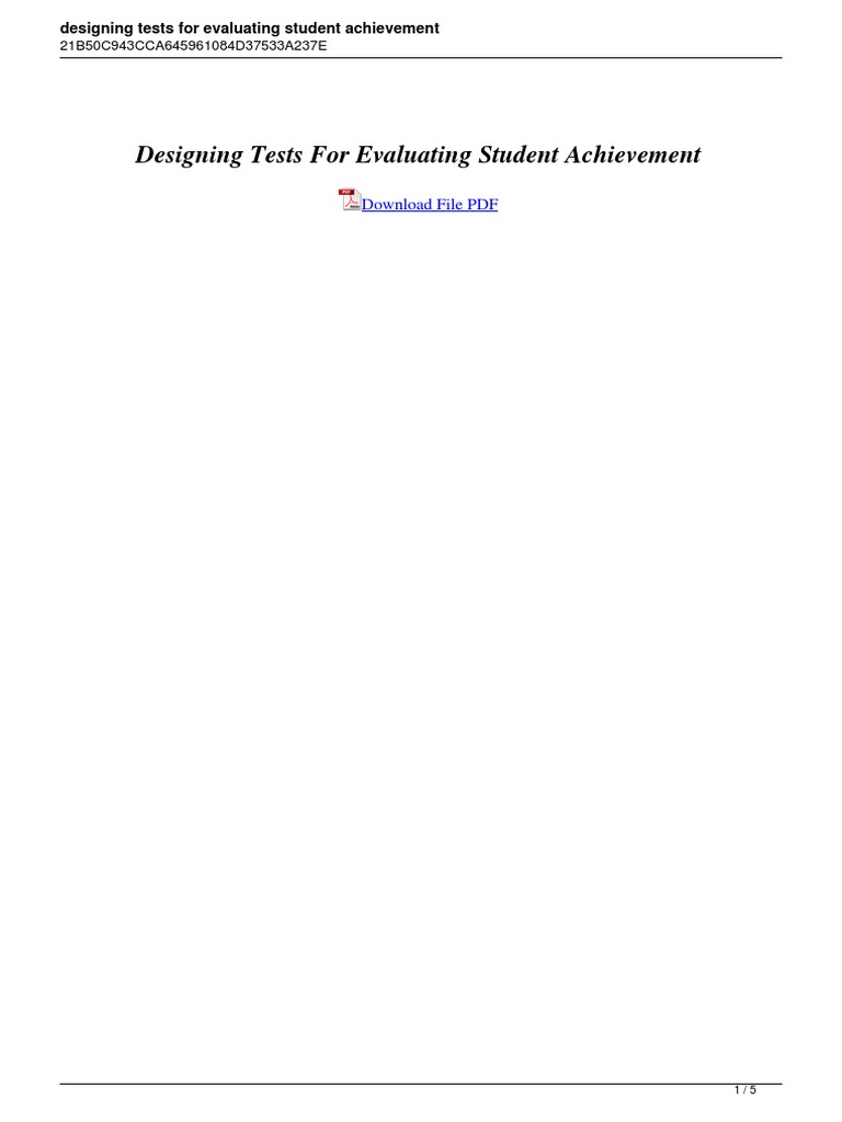 Designing Tests For Evaluating Student Achievement | PDF | Educational ...
