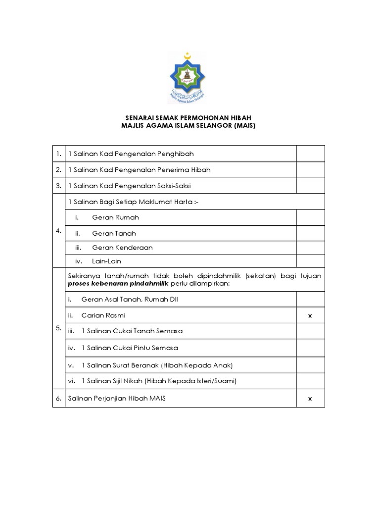 Borang Hibah Mais | PDF