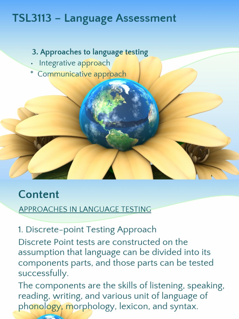 TSL3113 - Language Assessment: 3. Approaches To Language Testing ...