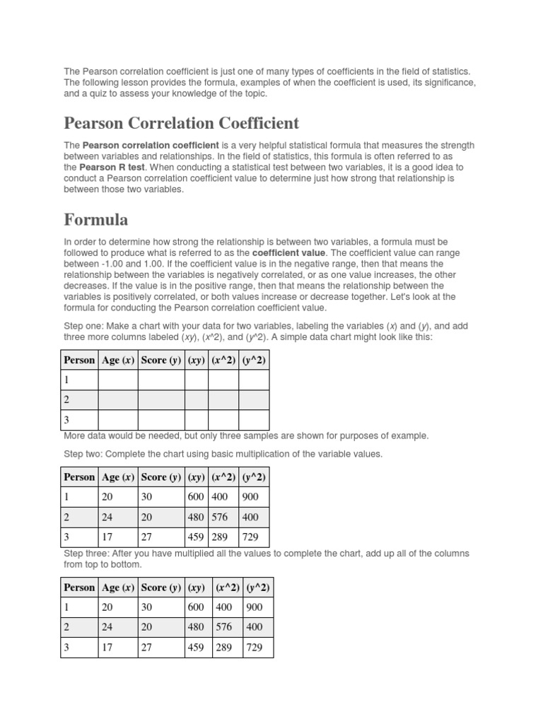 The Pearson R | PDF | Correlation And Dependence | Statistical Analysis