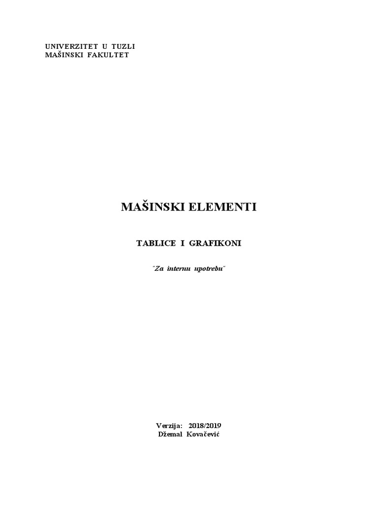 MASINSKI - ELEMENTI Tablice I Grafikoni 2018 19 Dio1 | PDF