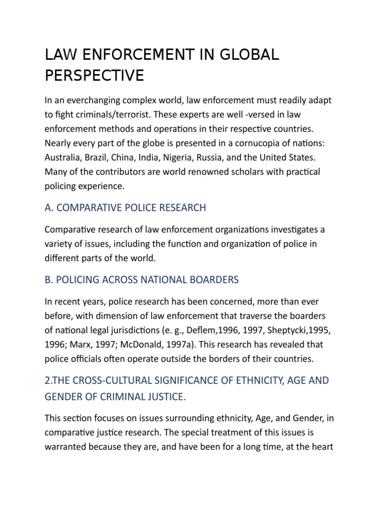 Global Perspectives on Law Enforcement | PDF | Criminal Justice | Crime ...