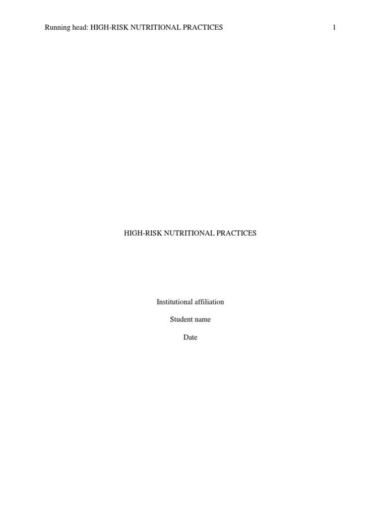 High Risk Nutritional Practice1.Edited | PDF | Nutrition | Diet & Nutrition