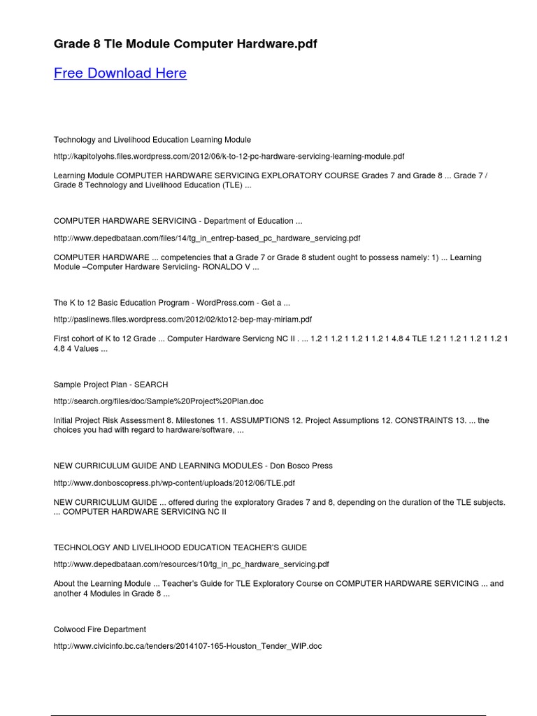 An Introduction to Computer Hardware Servicing for Grades 7 and 8: A ...