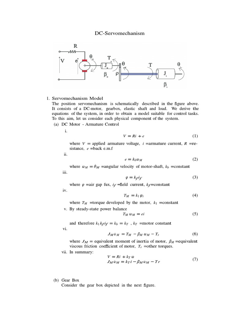 Position Servo Mechanism | PDF | Electric Motor | Torque