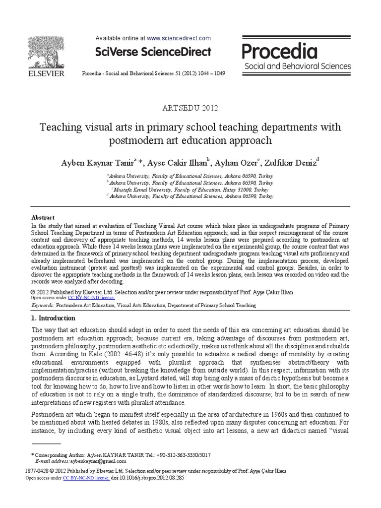 Teaching Visual Arts in Primary School Teaching Departments With ...