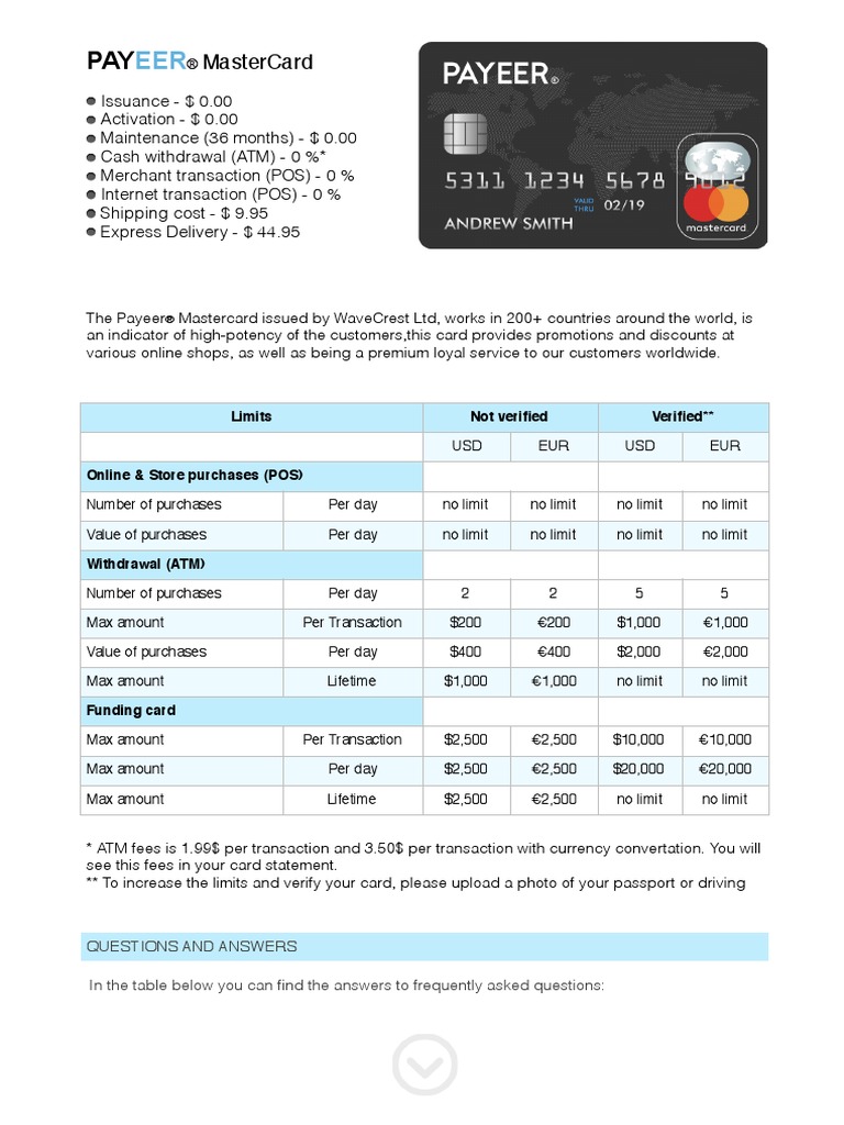Payeer Mastercard en PDF | PDF | Automated Teller Machine | Master Card