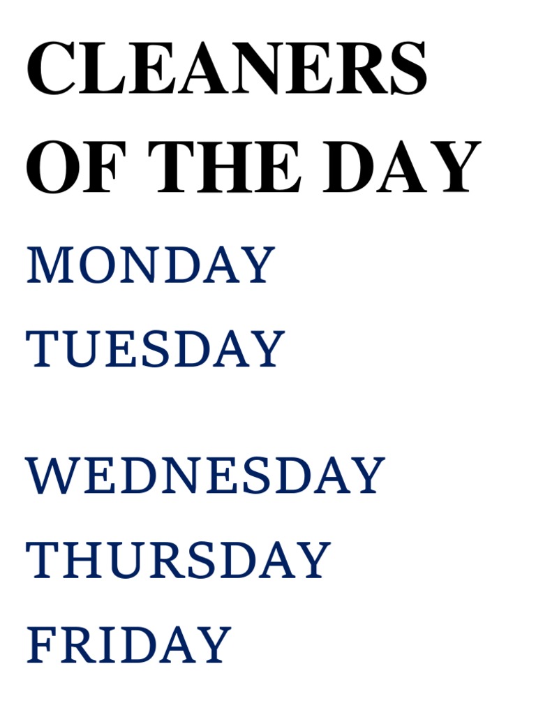 Cleaners of The Day | PDF