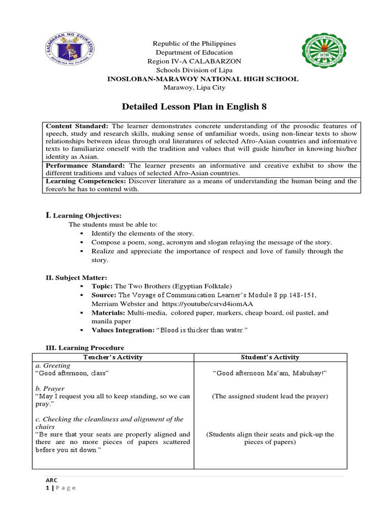 The Tale of Two Brothers | PDF | Lesson Plan | Vocabulary