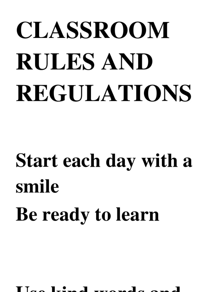 Classroom Rules and Regulations PDF | PDF