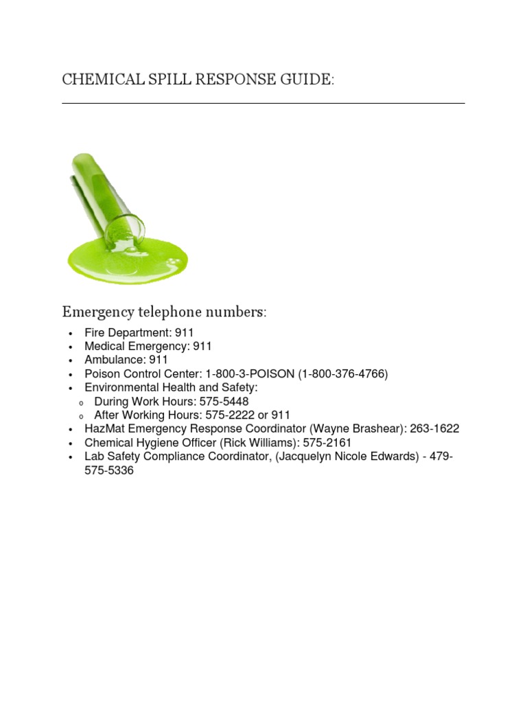Chemical Spill Response Guide | Download Free PDF | Oxygen | Sodium