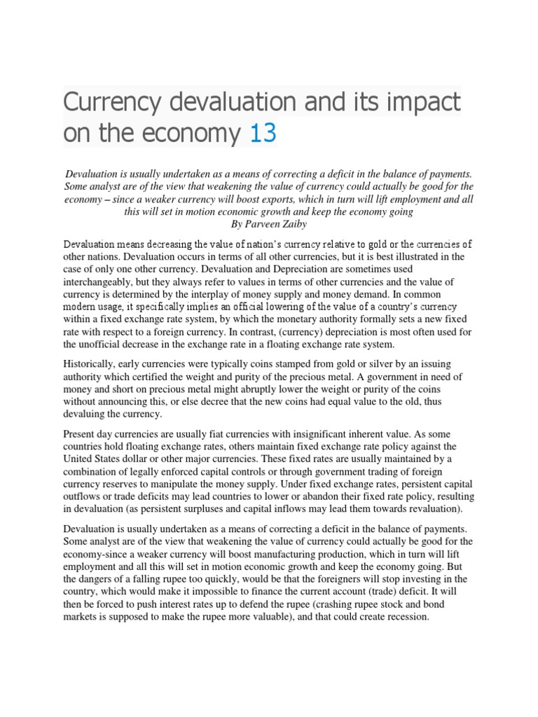Currency Devaluation and Its Impact On The Economy | PDF | Devaluation | Exchange Rate