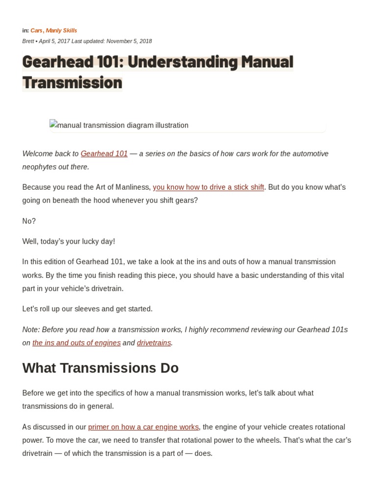 Manual Transmission Basics | PDF | Manual Transmission | Transmission ...