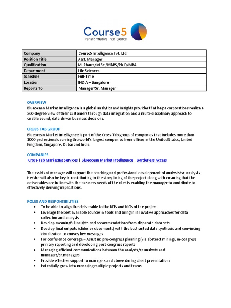 JD - Assistant Manager | PDF | Analytics | Information Technology