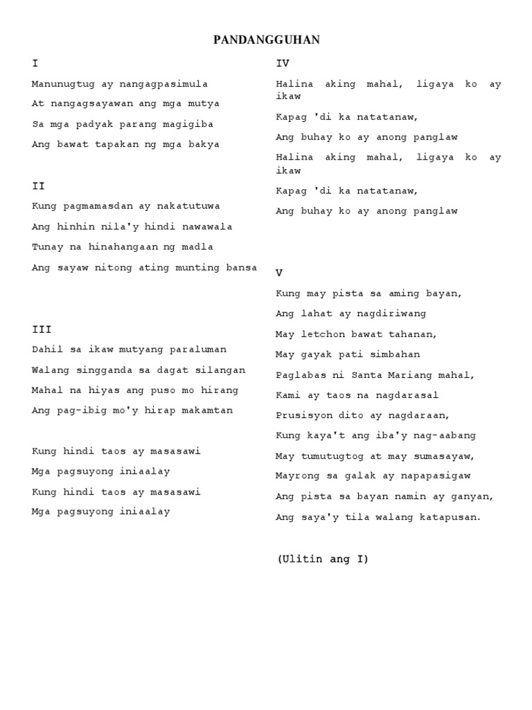 Pandangguhan - Folk Song | PDF