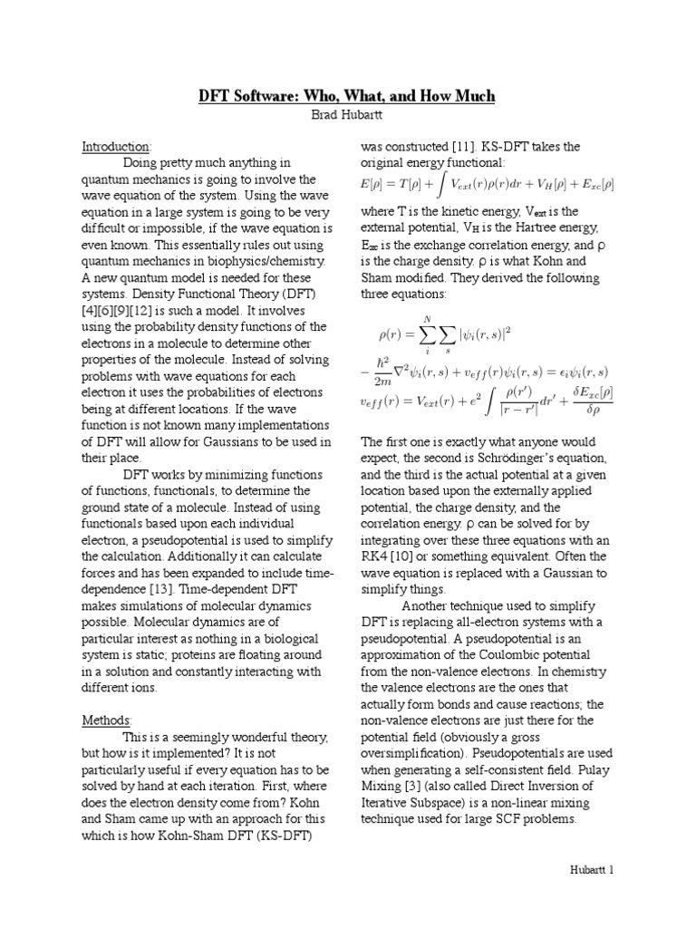 Brad - Hubartt DFT Software | PDF | Density Functional Theory | Proteins