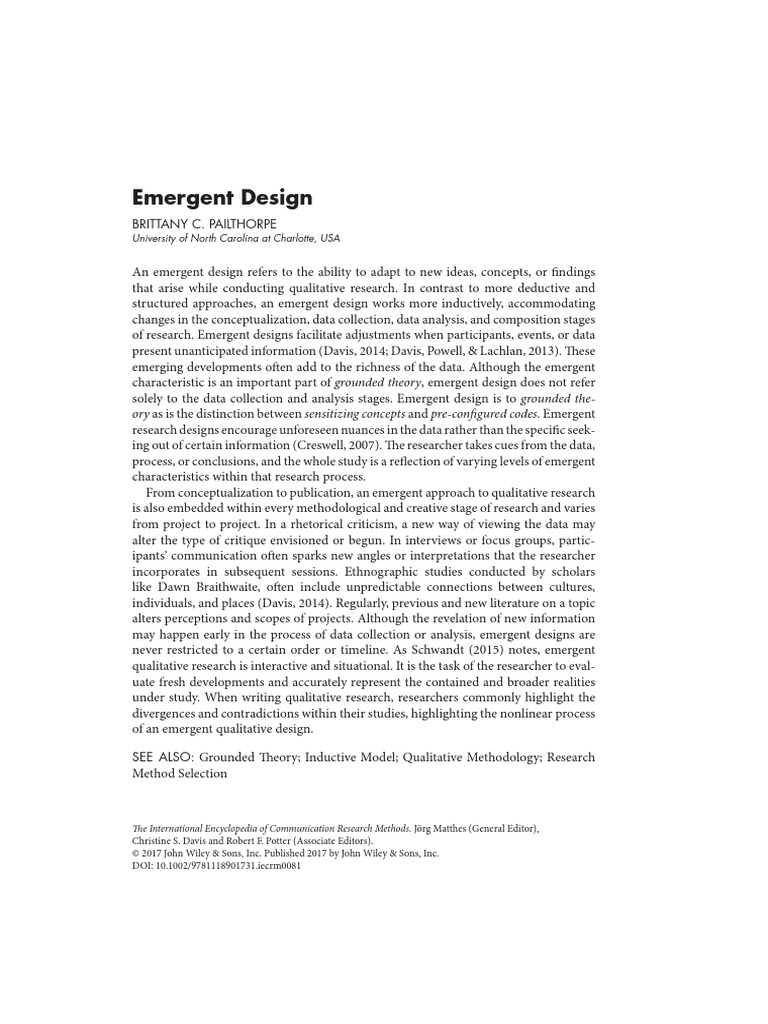 Emergent Design (Pailthorpe) | PDF | Qualitative Research | Academic ...
